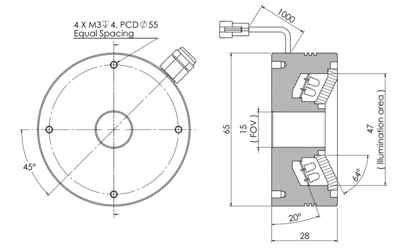 Direct ring light V2DR-i50B-IP55 dimension - Vital Vision Technology ...